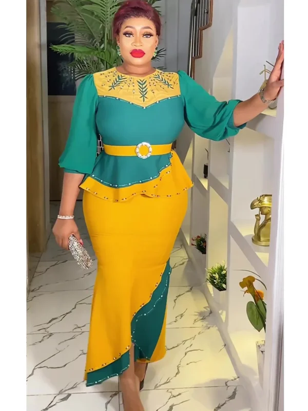 2 PCS African Women Turkey Outfits Tops And Skirts Dashiki Ankara Suits ...