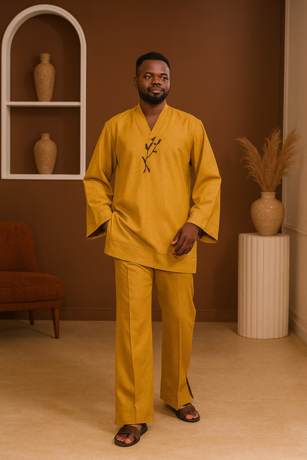 Men’s African Kaftan Set | Nigerian Traditional Outfit | Blue Two-Piece ...